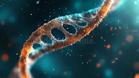 Close Up View Of Dna Strand With Complex Molecular Structure In Vivid