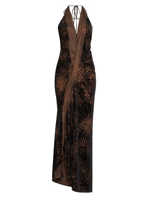 Shop Donna Karan New York Burnout Halter Velvet Gown Saks Fifth Avenue