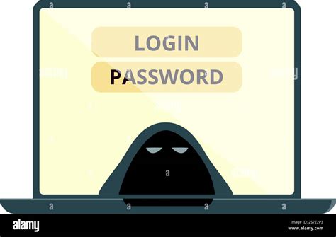 Password Unlock Icon Cartoon Vector Cyber Attack Scam System
