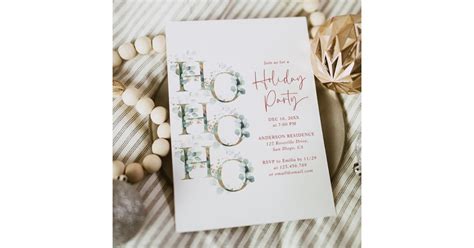 Elegant Ho Ho Ho Holiday Party Invitation Zazzle