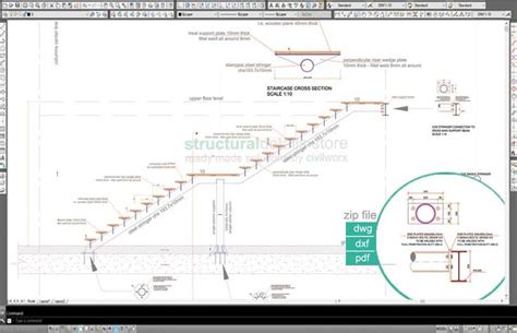 Steel Stairs Bundled Complete Set Of Details Open Riser Stair Detail Cad Open Riser Stair