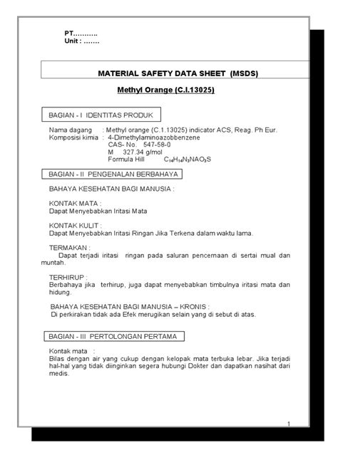 16 Msds Methyl Orange Pdf