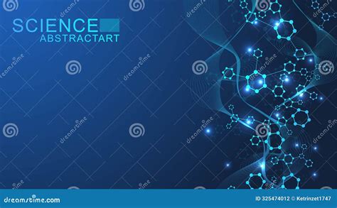 Molecule Dna And Neurons Vector Molecular Structure Connected Lines With Dots Genetic