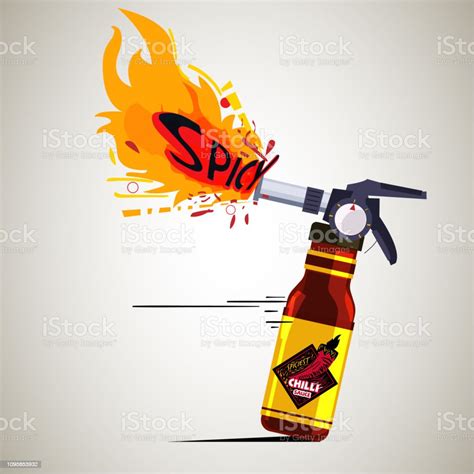 고추 소스 높은 화 염과 소화기로 화재 매운 소스 개념벡터 소화기에 대한 스톡 벡터 아트 및 기타 이미지 소화기 건강한 식생활 고추류 Istock