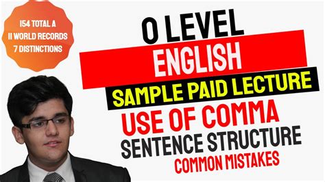 O Level English Language Use Of Comma Sentence Structure And Sentence Length Common