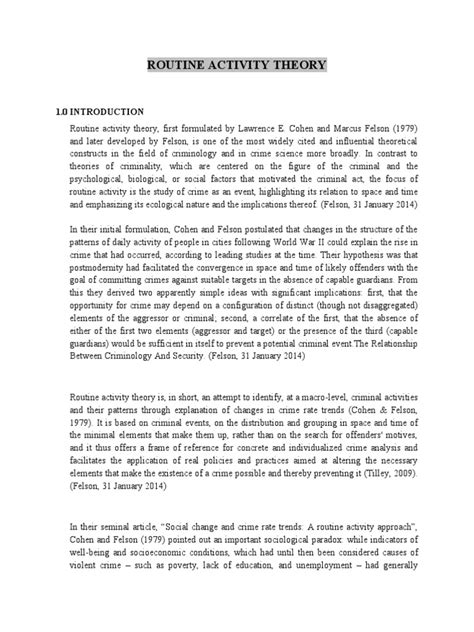 Routine Activity Theory Pdf Crimes Crime And Violence