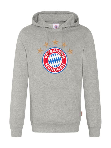 Men Hoodie With Logo Grey Official Fc Bayern Munich Store