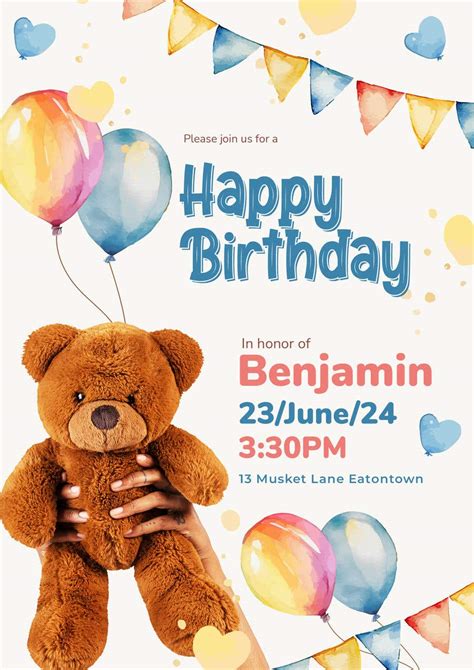 Entry 71 By Hamzajunaid968 For Adorable Teddy Bear Birthday Card