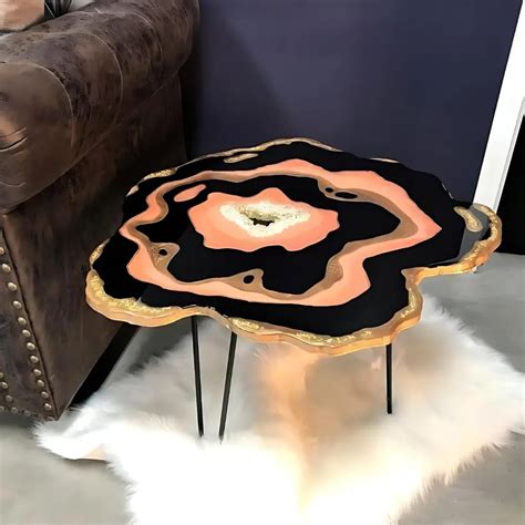 Table Basse Rose Et Noir Résine Uniquement Resin Rise