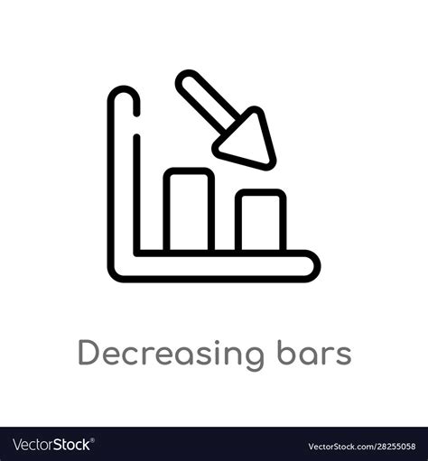 Outline Decreasing Bars Chart Icon Isolated Black Vector Image
