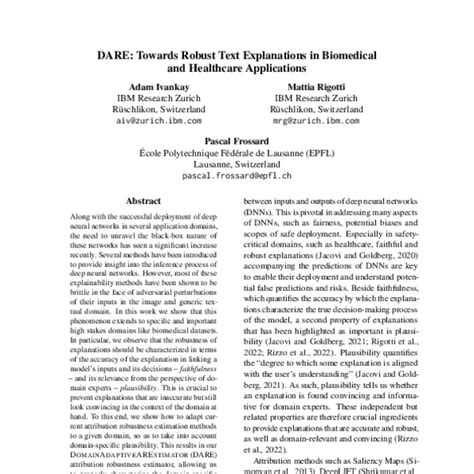 Dare Towards Robust Text Explanations In Biomedical And Healthcare Applications Acl Anthology