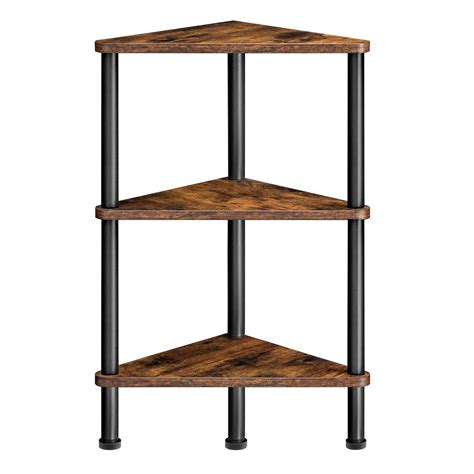 Hoobro Corner Shelf Stand Industrial 3 Tier Corner Bookshelf With Metal