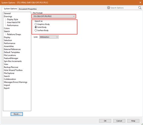 SOLIDWORKS 2017 Mesh Import