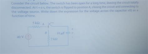 Solved Consider the circuit below. The switch has been open | Chegg.com