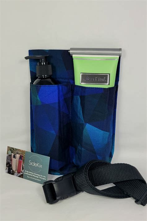Combo Single 8oz Bottle And Cream Jar Massage Therapy Hip Holster Blue