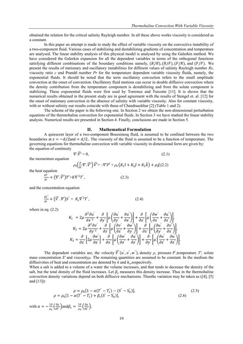 Thermohaline Convection With Variable Viscosity Pdf Physics Science