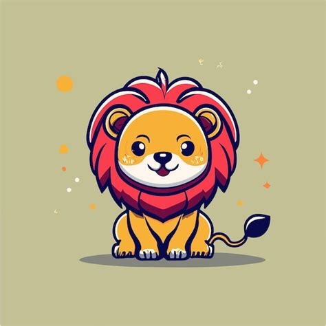 Premium Vector Cute Lion Cartoon Character Isolated Background Vector