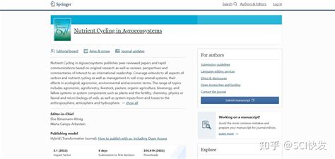 期刊分析 Nutr Cycl Agroecosys 农林科学方向 中科院2区 国人友好！ 知乎