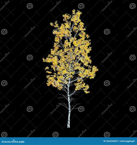 3d Illustration Of Populus Tremuloides Tree Isolated On Black Background Stock Illustration