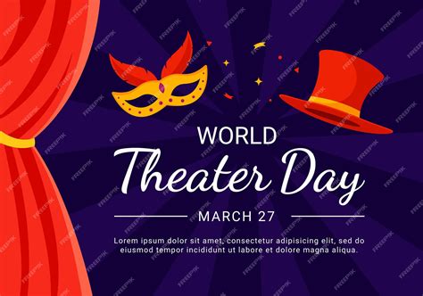 Premium Vector Posters With Masks And Hats World Theater Day