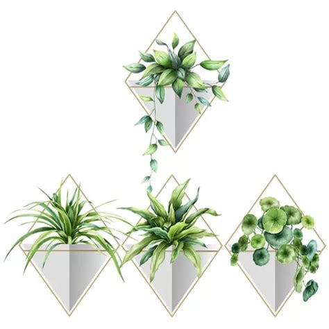 AUTOCOLLANT MURAL AMOVIBLE Sticker En Pot De Plante Verte Déco Maison