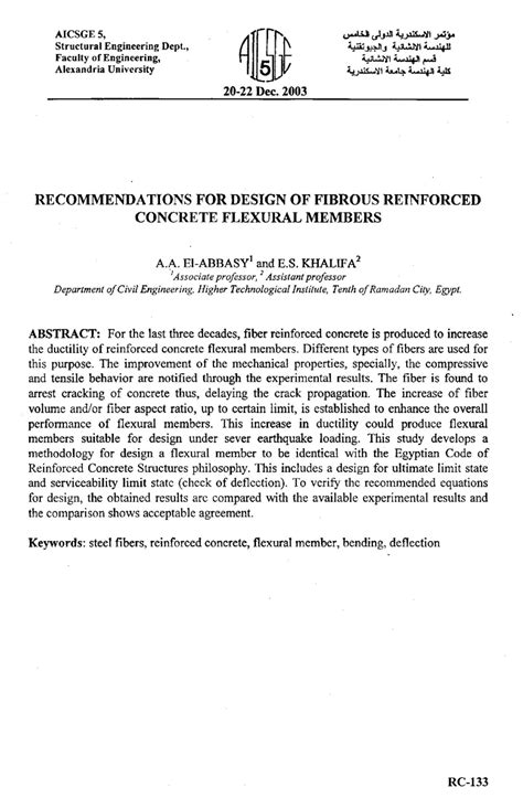 Pdf Recommendations For Design Of Fibrous Reinforced Concrete