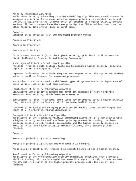 Priority Scheduling Algorithm Pdf Scheduling Computing Computing