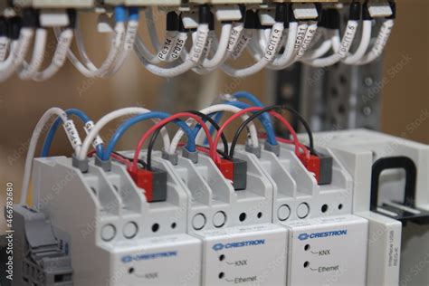 Fotografia Do Stock The Crestron Ci Knx Signal Converters And The Mean Well Power Supply Module