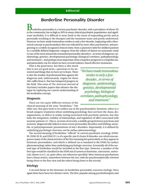 Borderline Personality Disorder Kernberg And Michels Pdf Diagnostic
