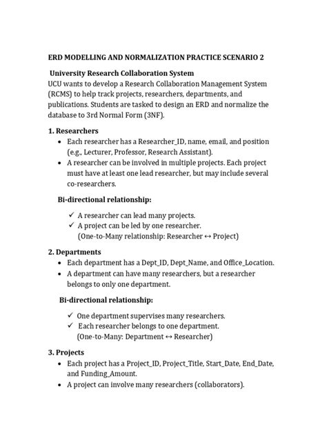 Erd Modelling And Normalization Scenario 2 1 Pdf Data Management