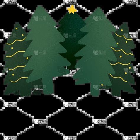 圣诞节人物场景插画贴纸 树素材 花瓣网