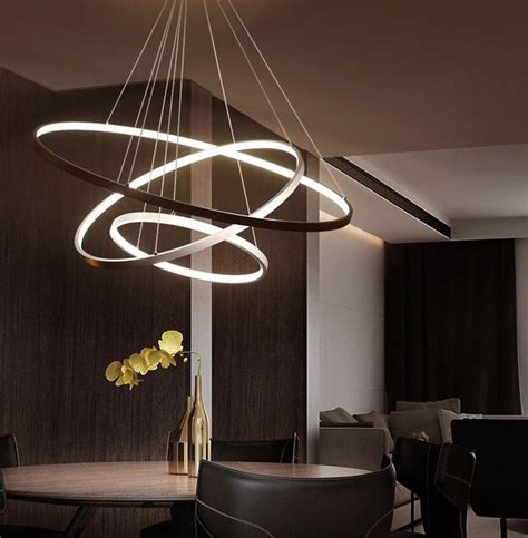 Modern Circular Ring Pendant Lights Circle Rings Acrylic Aluminum