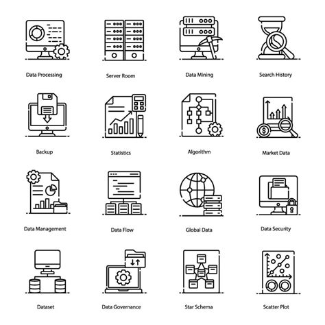 Big Data And Data Processing Icons 2211158 Vector Art At Vecteezy