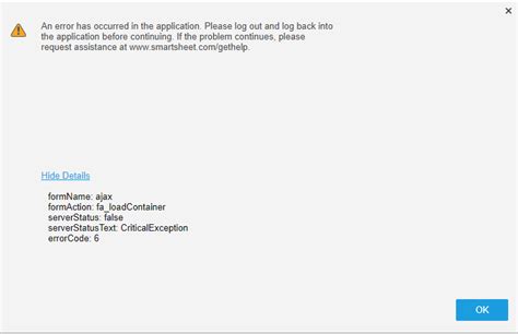 Smartsheet Wont Open Error Message — Smartsheet Community