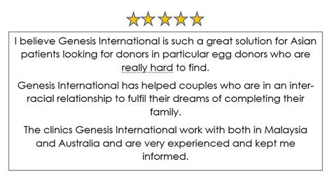 Testimonials Genesis International Egg And Sperm Centre