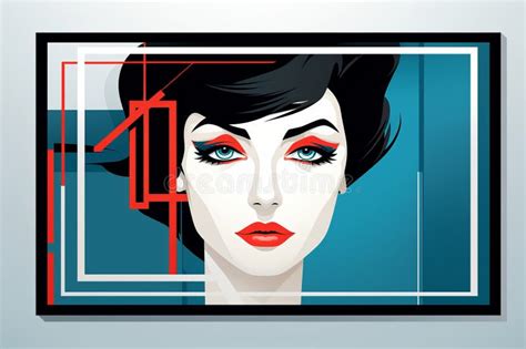 Una Imagen De Una Mujer Con Ojos Rojos Y Pelo Negro Stock De