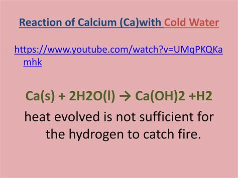 Reaction Of Metals With Water PPTX