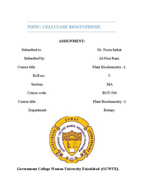 Biochemistry Assignment 1 Pdf Cellulose Macromolecules