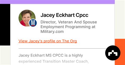 Jacey Eckhart Cpcc Director Veteran And Spouse Employment Programming At The Org