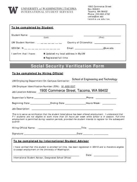 Fillable Online Social Security Verification Form Fax Email Print Pdffiller