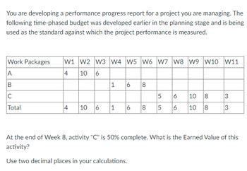 Answered You Are Developing A Performance Progress Report For A
