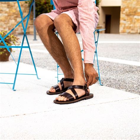 Dark Brown Leather Sandals For Men Open Toe Mens Sandals Etsy