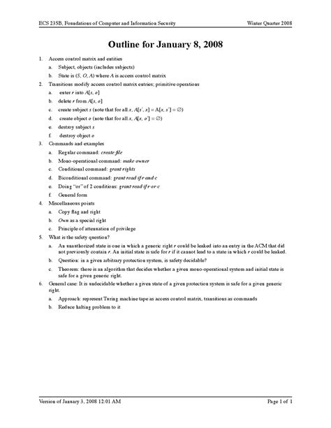 Computer And Information Security Access Control Matrix And Entities