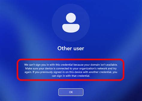 “we Cant Sign You In With This Credential Because Your Domain Isnt