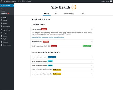 Designing The UX And UI Issue WordPress Health Check GitHub
