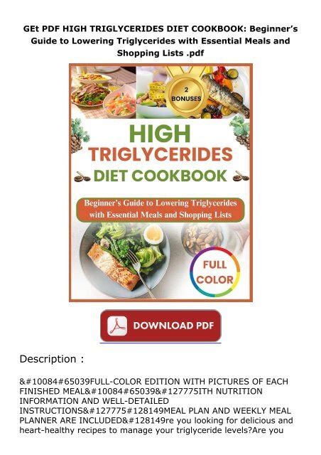 Get Pdf High Triglycerides Diet Cookbook Beginners Guide To Lowering