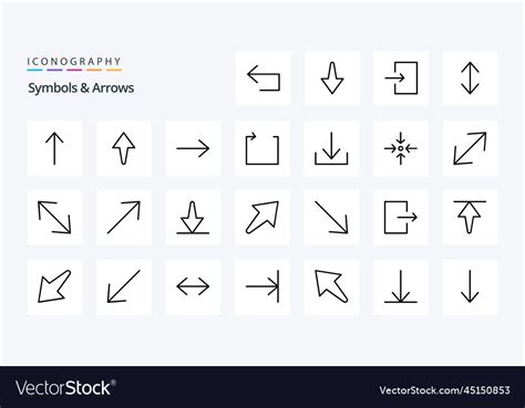 25 Symbols Arrows Line Icon Pack Royalty Free Vector Image