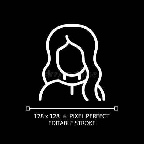 Customizable Woman With Wavy Hair Linear White Icon Stock Vector