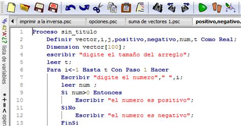 Algoritmos y programación VECTORES EN PSeInt