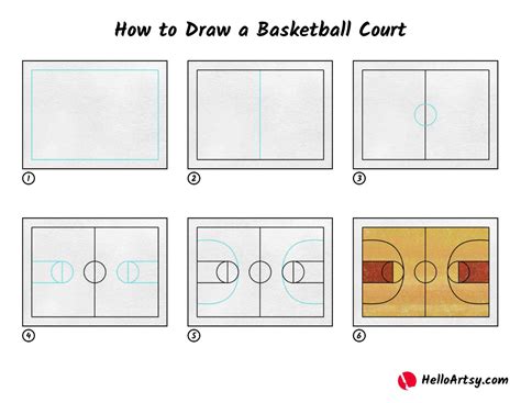 How To Draw A Basketball Court Helloartsy